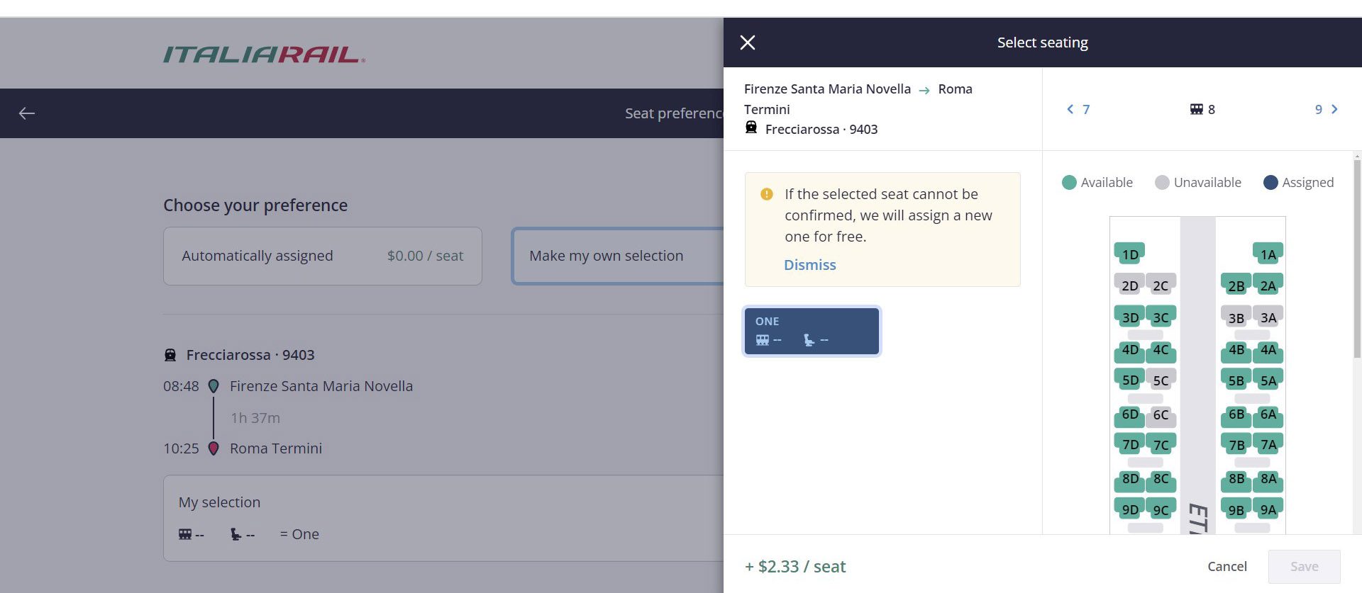 What It Is Like In Trenitalia Frecciarossa Standard Class | Grounded ...